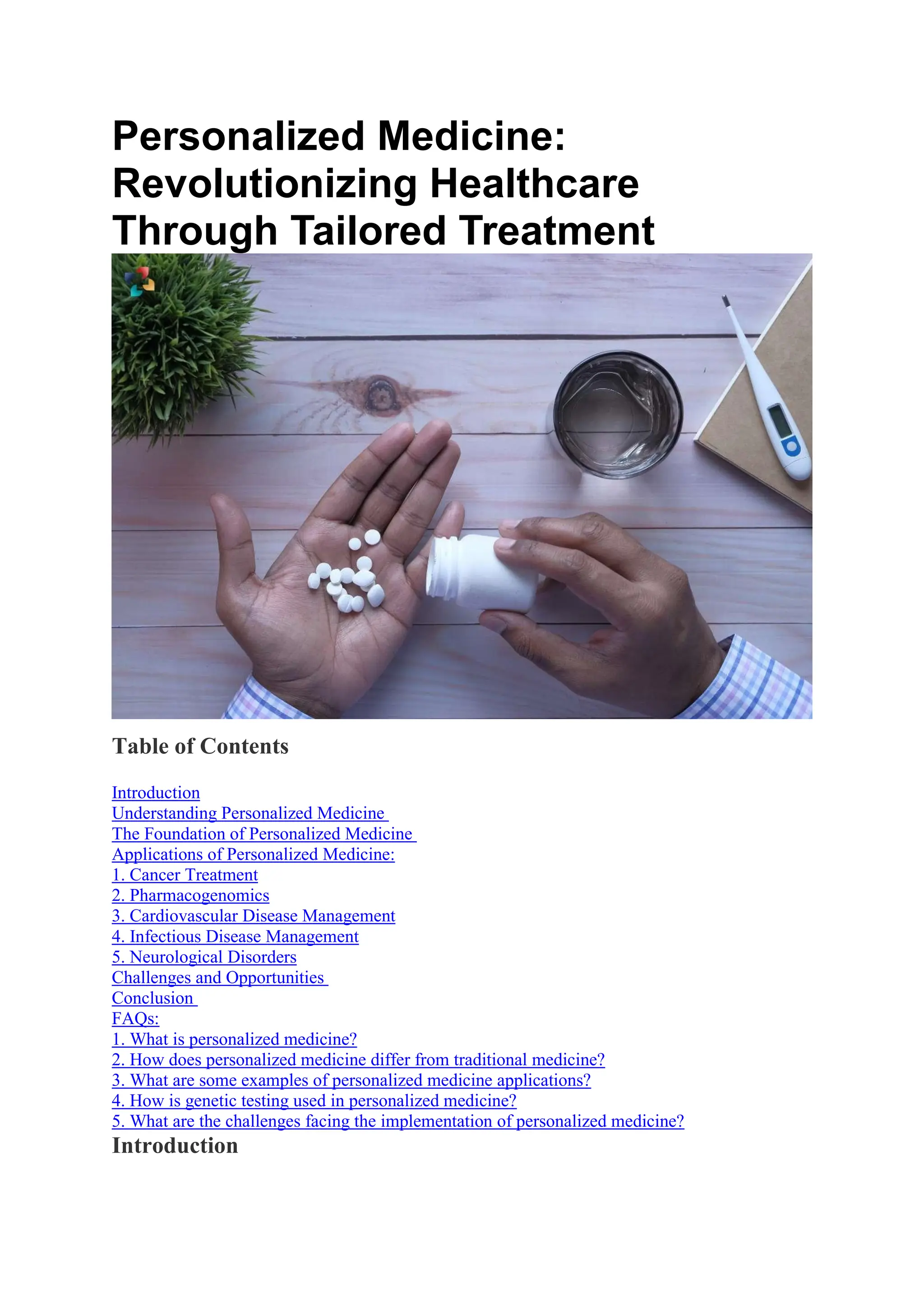 Personalized Medicine: Foundation, Applications, Challenges and Opportunities | The Lifesciences ...