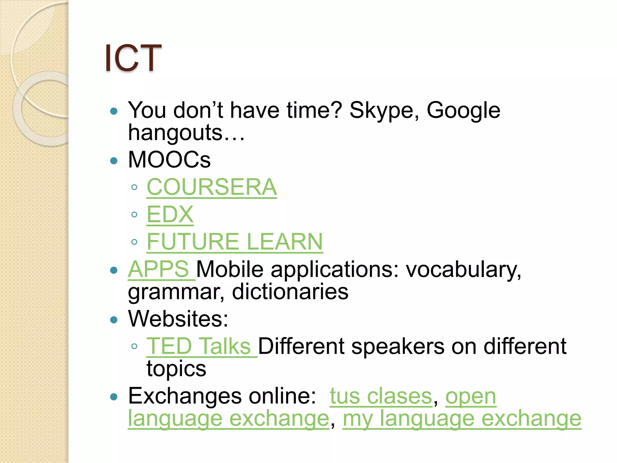 Personal language learning environment (PLLE) | PPTX