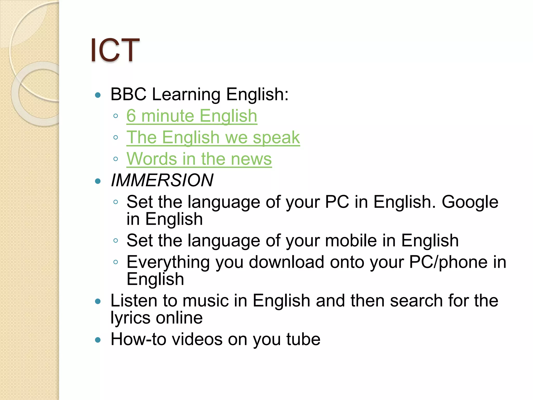 Personal language learning environment (PLLE) | PPTX