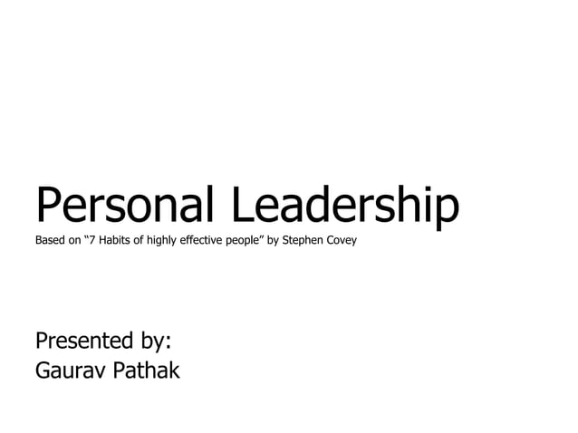 Personal leadership | PPT