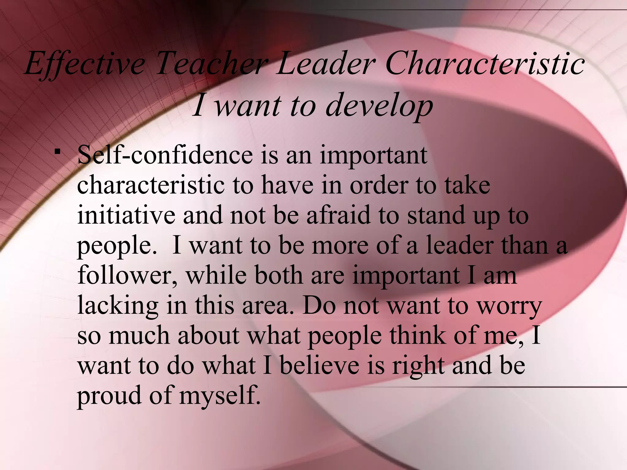 Personal leadership reflection | PPT