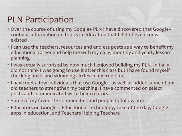 Personal Learning Network Reflection Ppt