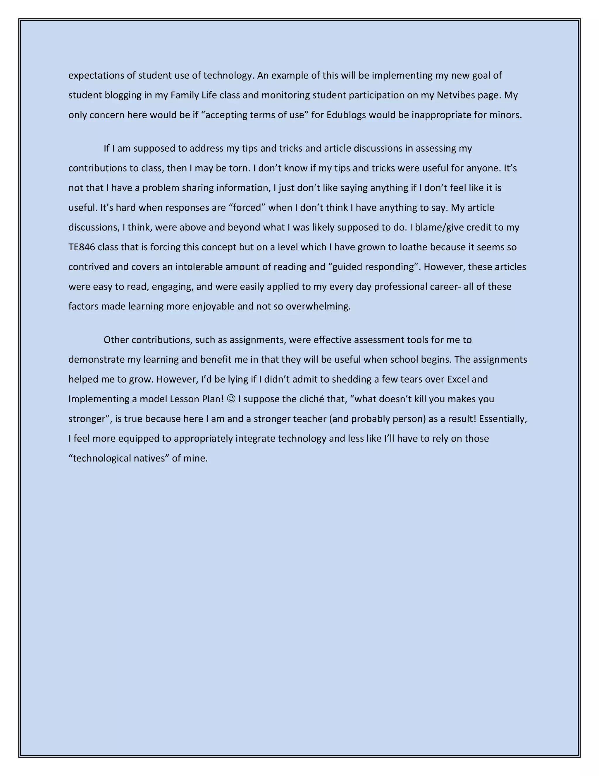 Personal learning reflection | DOC