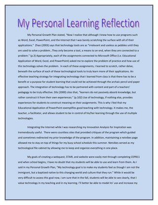 Personal learning reflection | DOC