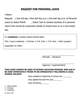 Personal Leave Request | DOC