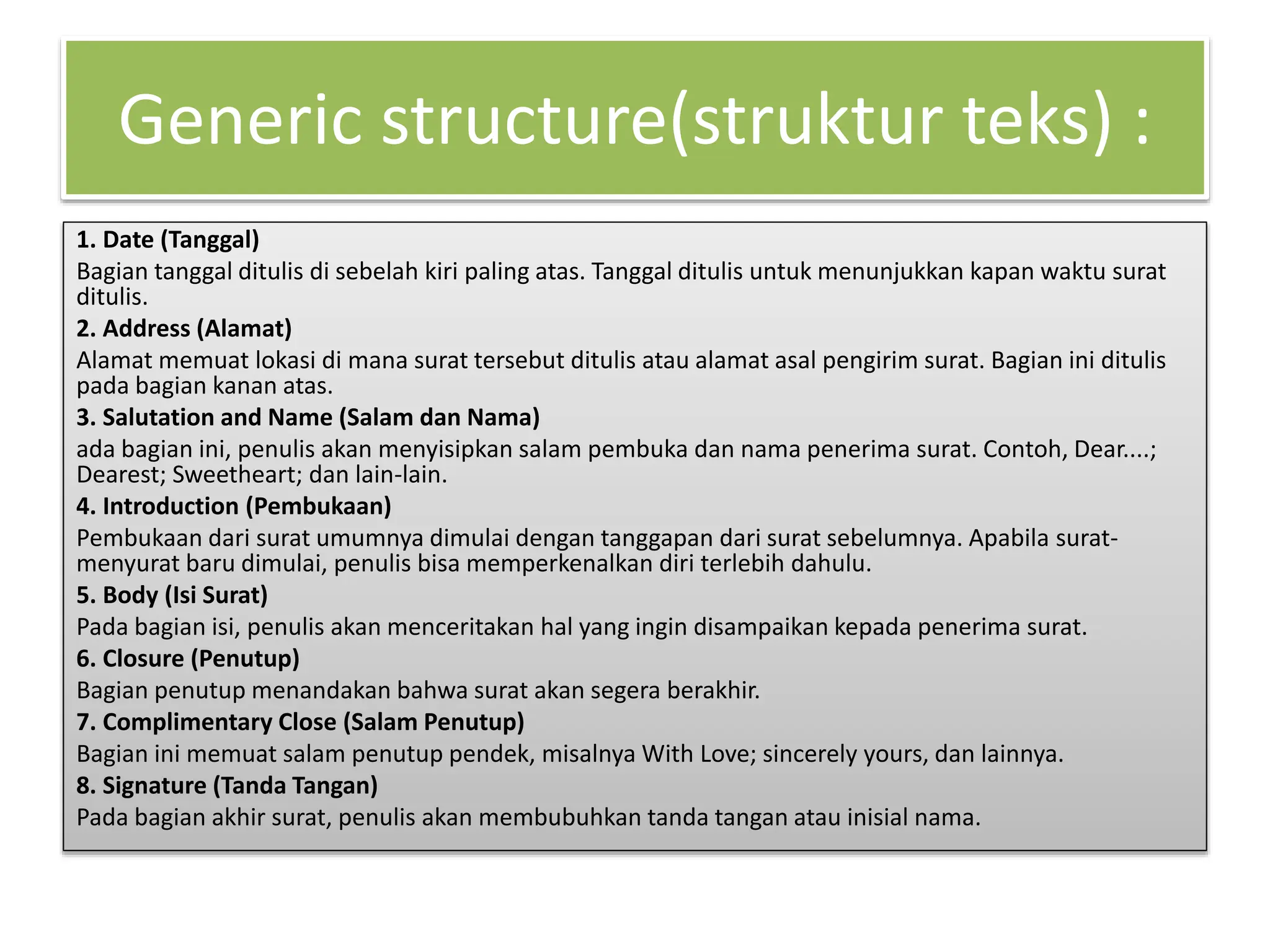 Personal letter. adalah surat pribadi yang bersipat tidak resmi yang ...
