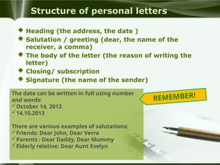 Personal letter.pptx materi kls 10 kurr 2013 | PPTX