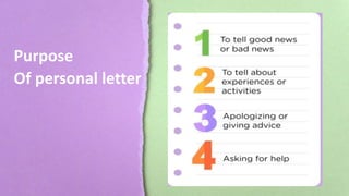 Supplementary material for writing personal letters | PPT