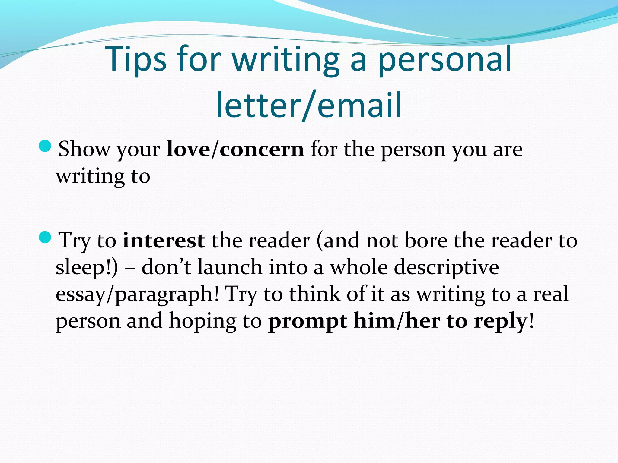 How to write a Personal Letter | PPT