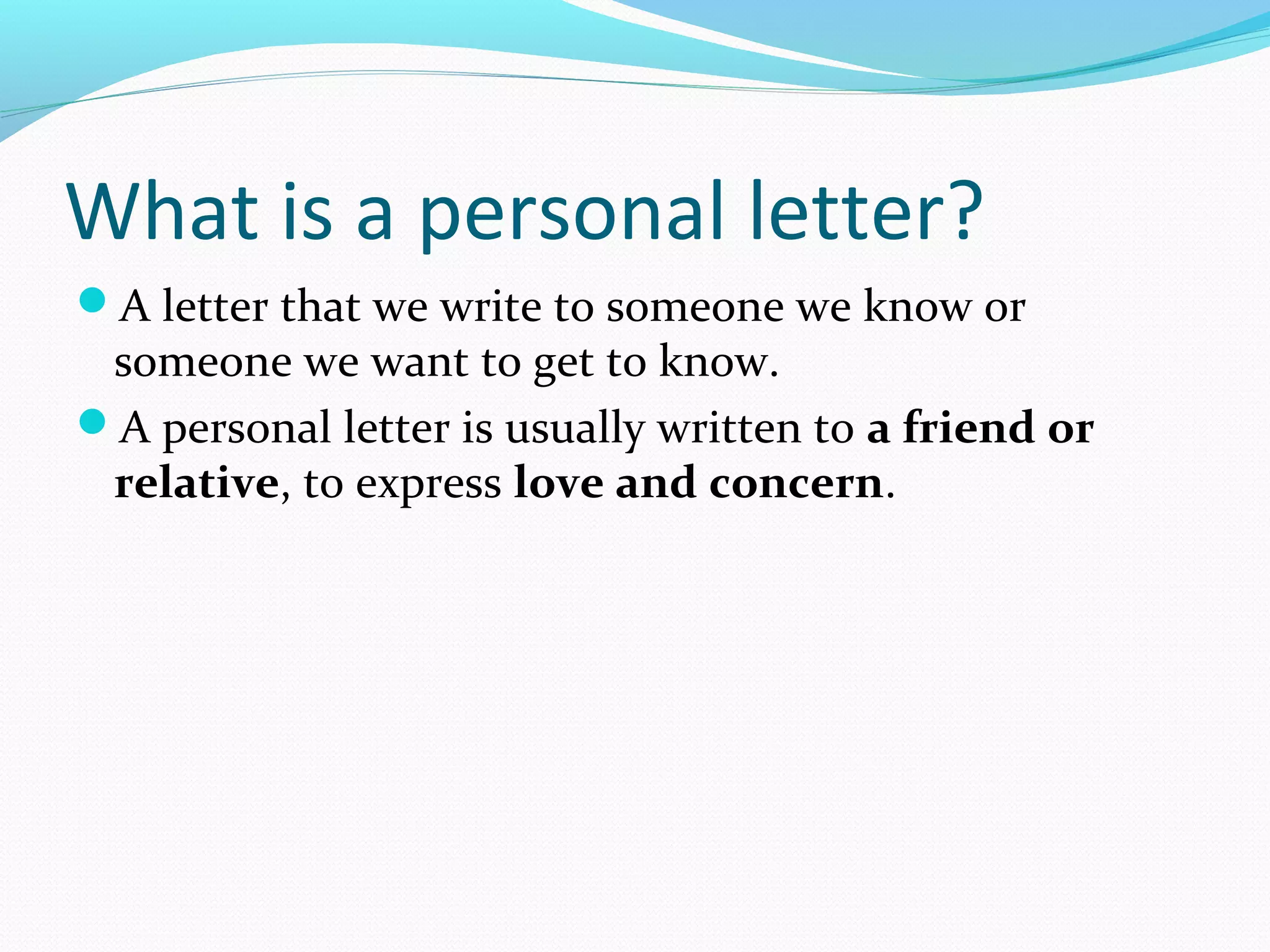 How to write a Personal Letter | PPT