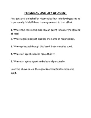 Personal liability of agent | DOCX