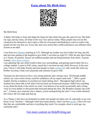 Personal Life Story Essay | PDF