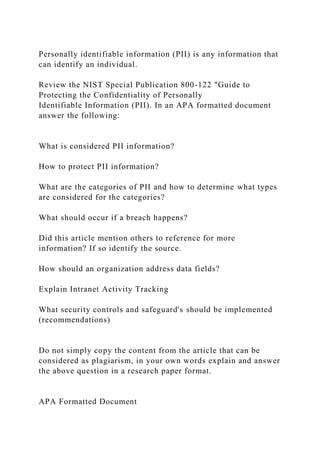 Personally identifiable information (PII) is any information that ca.docx