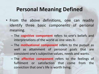 Personal meaning and successful ageing - Manu Melwin Joy | PPTX