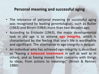 Personal meaning and successful ageing - Manu Melwin Joy | PPTX