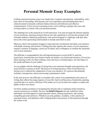 Personal Memoir Essay Examples.pdf