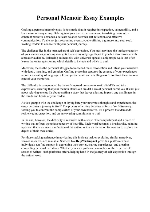 Personal Memoir Essay Examples.pdf