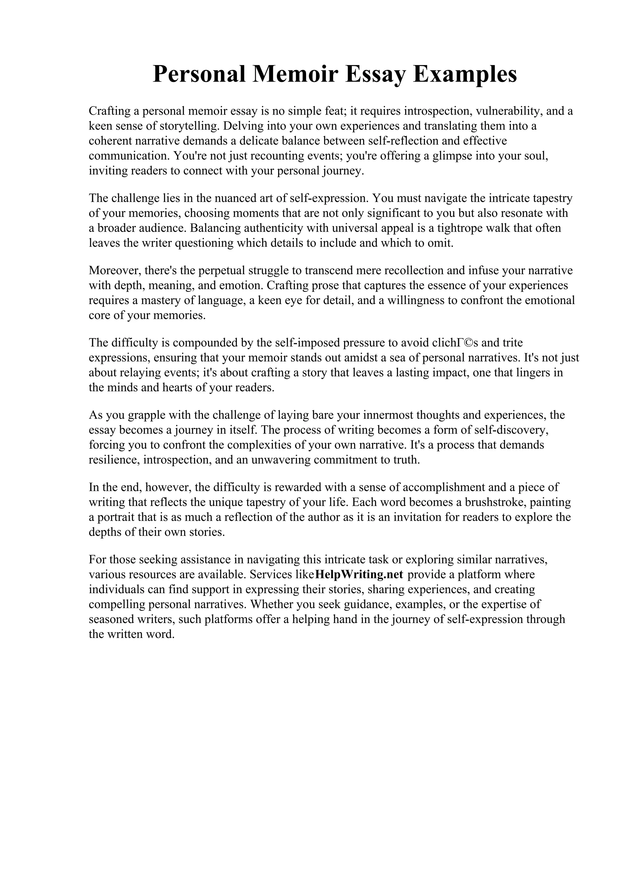 Personal Memoir Essay Examples.pdf