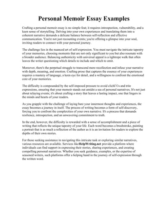 Personal Memoir Essay Examples.pdf