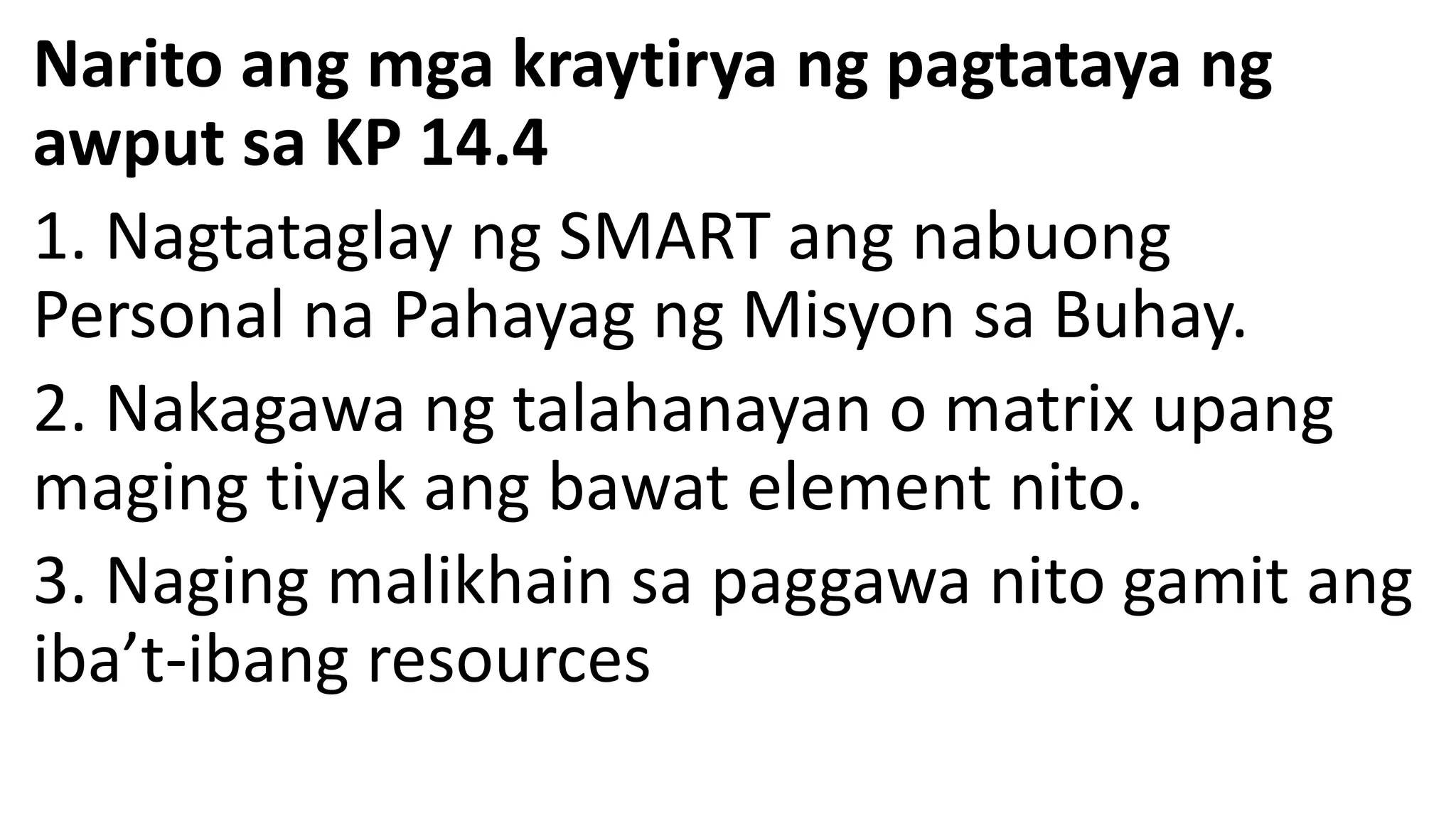 Personal na pahayag ng misyon sa buhay 1 | PPTX