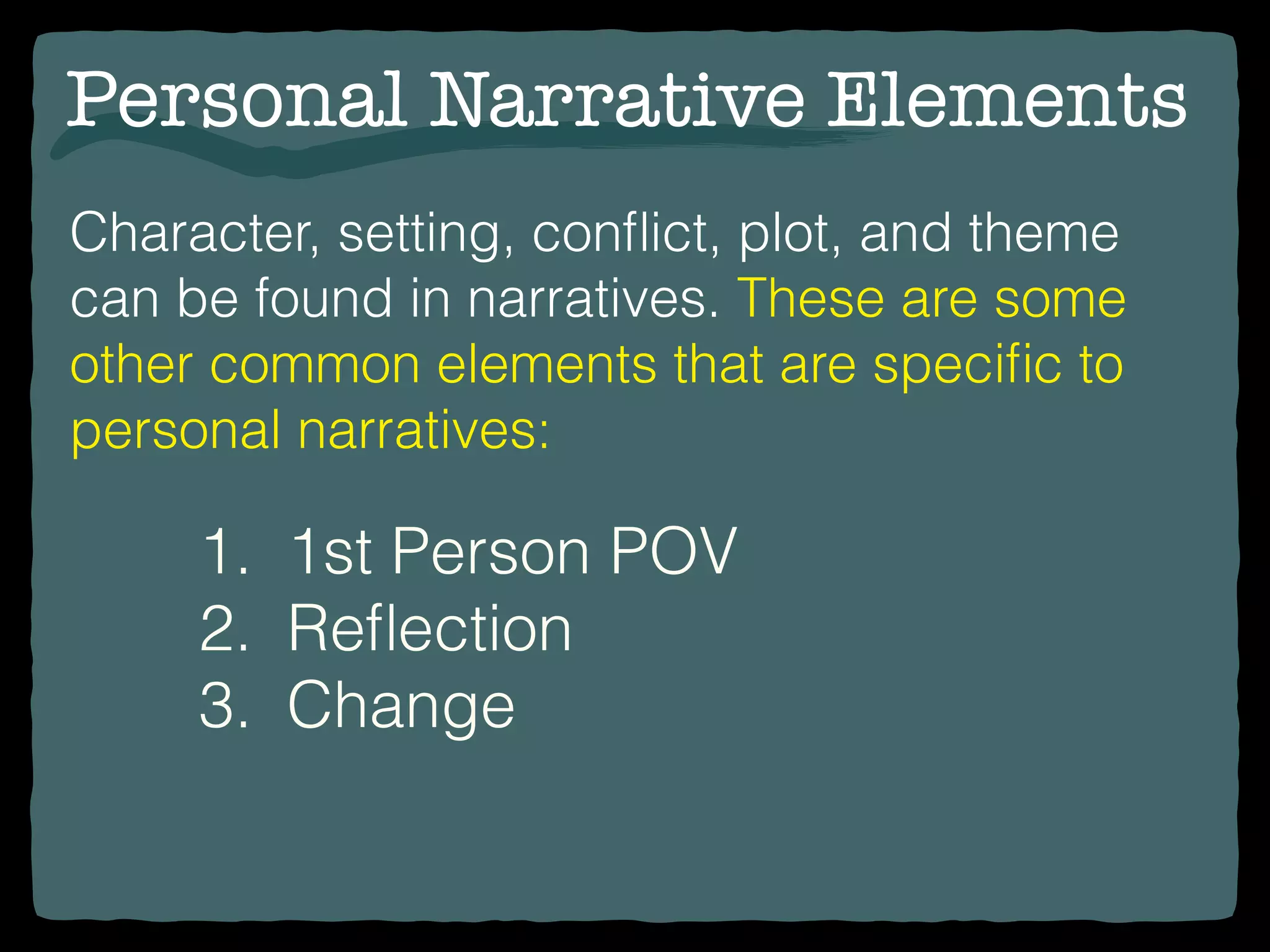 Personal Narrative Elements | PDF