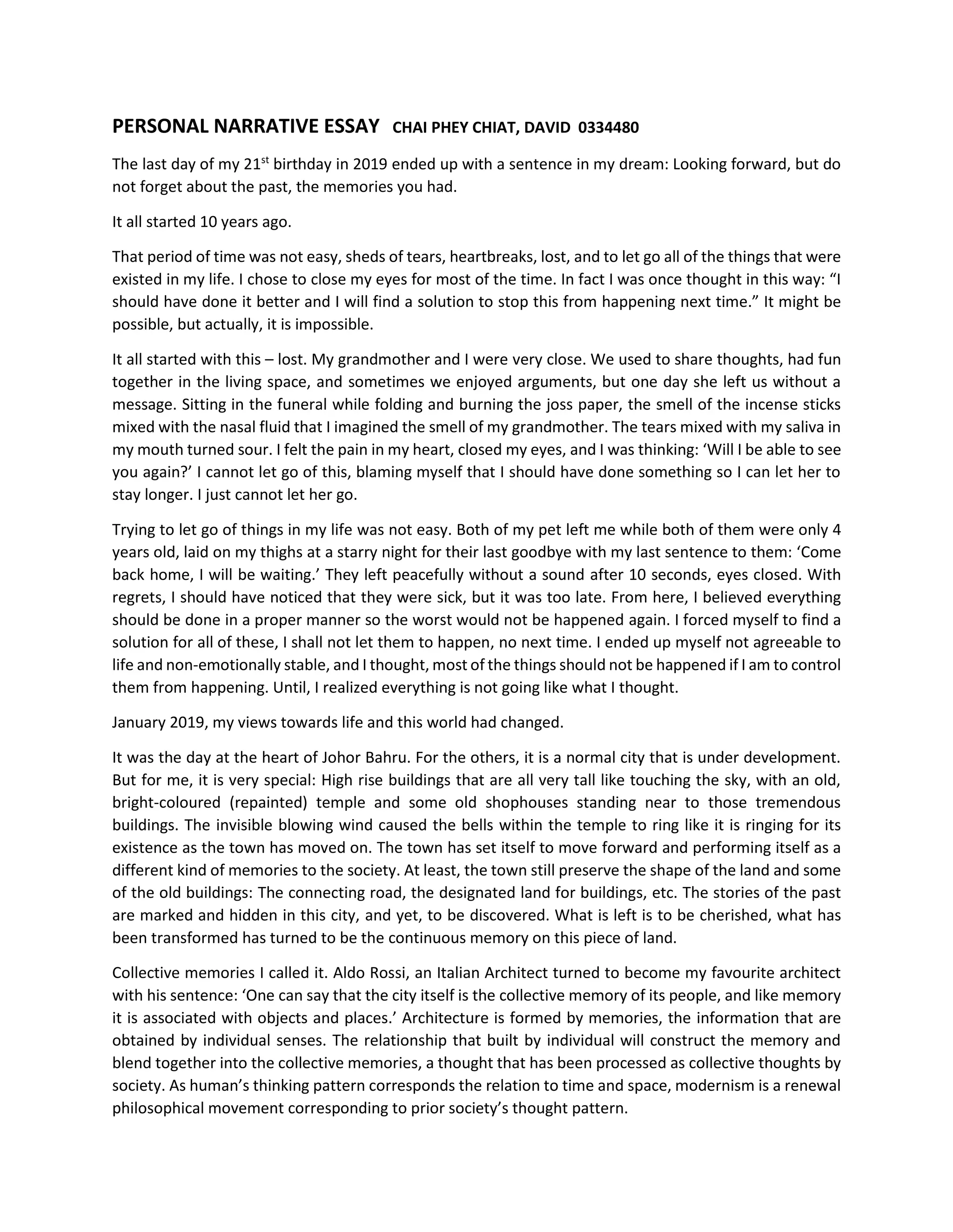 Personal Narrative Essay | PDF