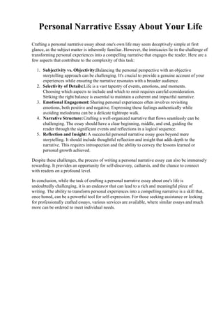 Personal Narrative Essay About Your Life.pdf