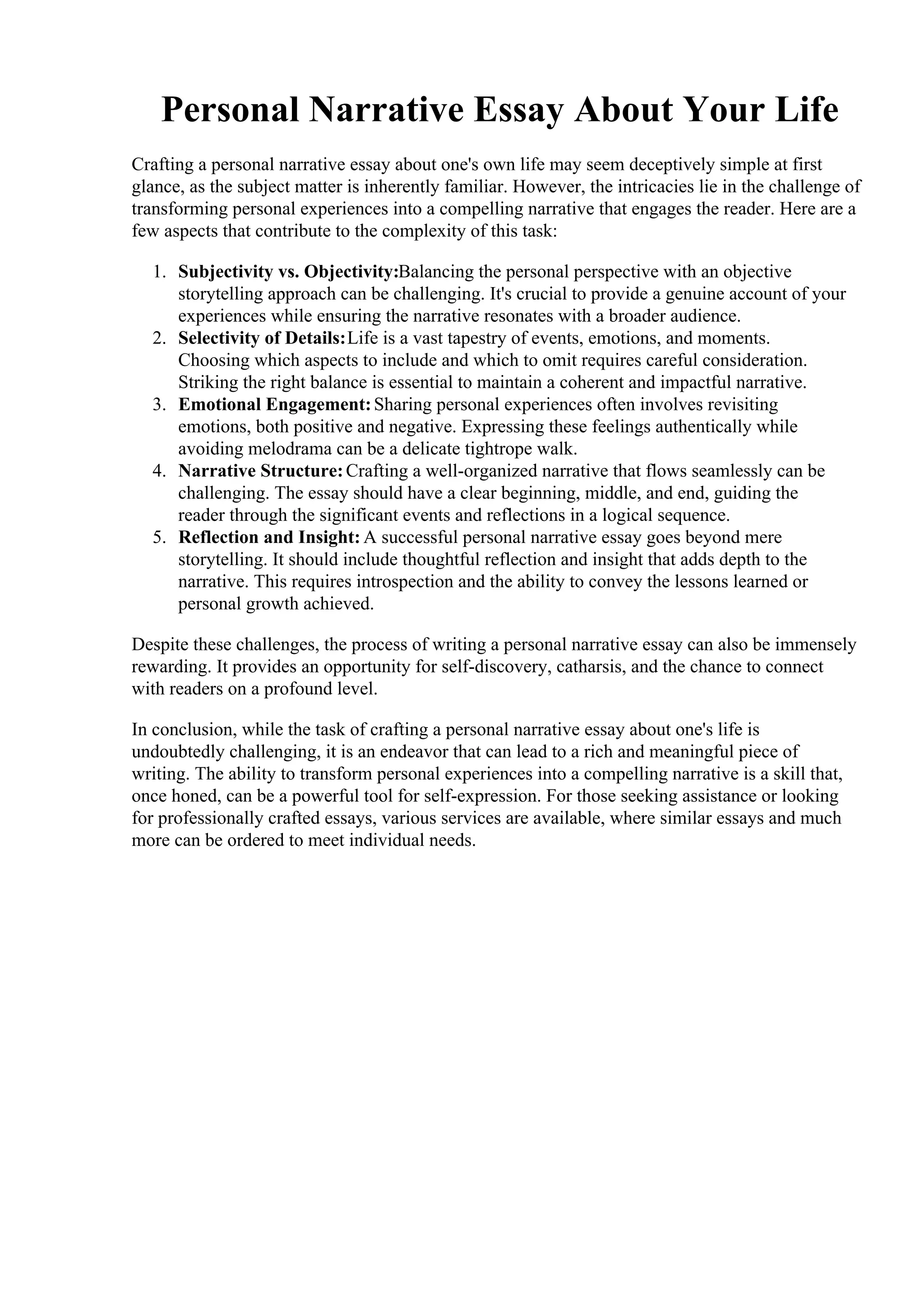 Personal Narrative Essay About Your Life.pdf