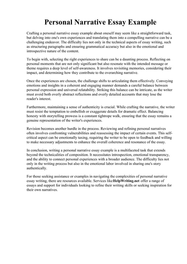 Personal Narrative Essay Example. 006 Personal Narrative Essay Example ...