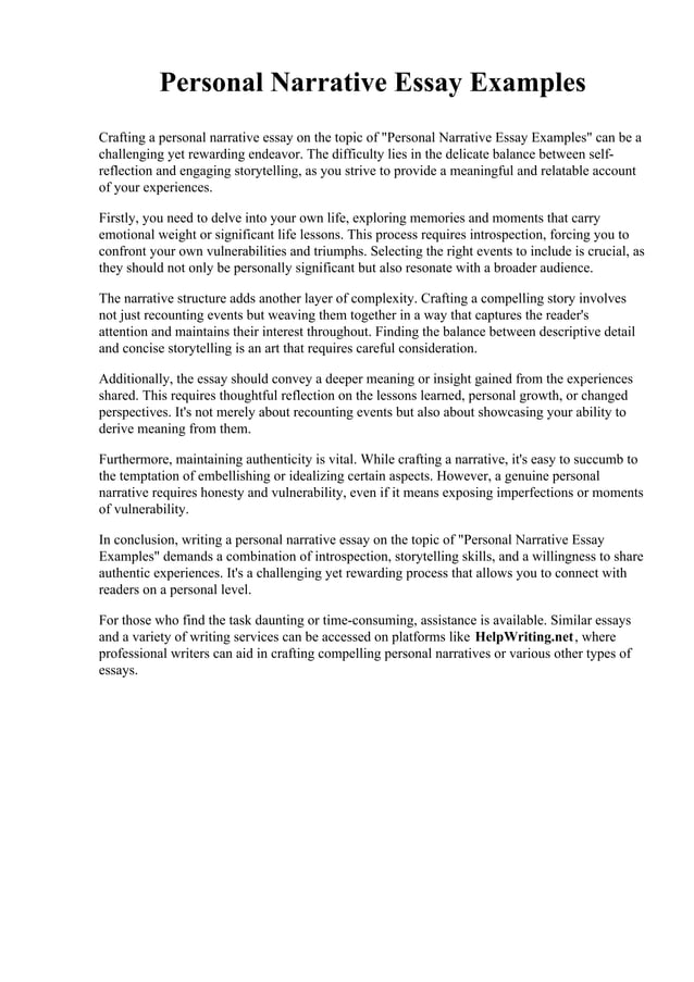 Personal Narrative Essay Examples. Southwest Tennessee Community ...