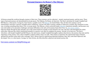 Personal Narrative On The Odyssey | PPT