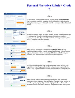 Personal Narrative Rubric Grade 7. Online assignment writing service. | PDF