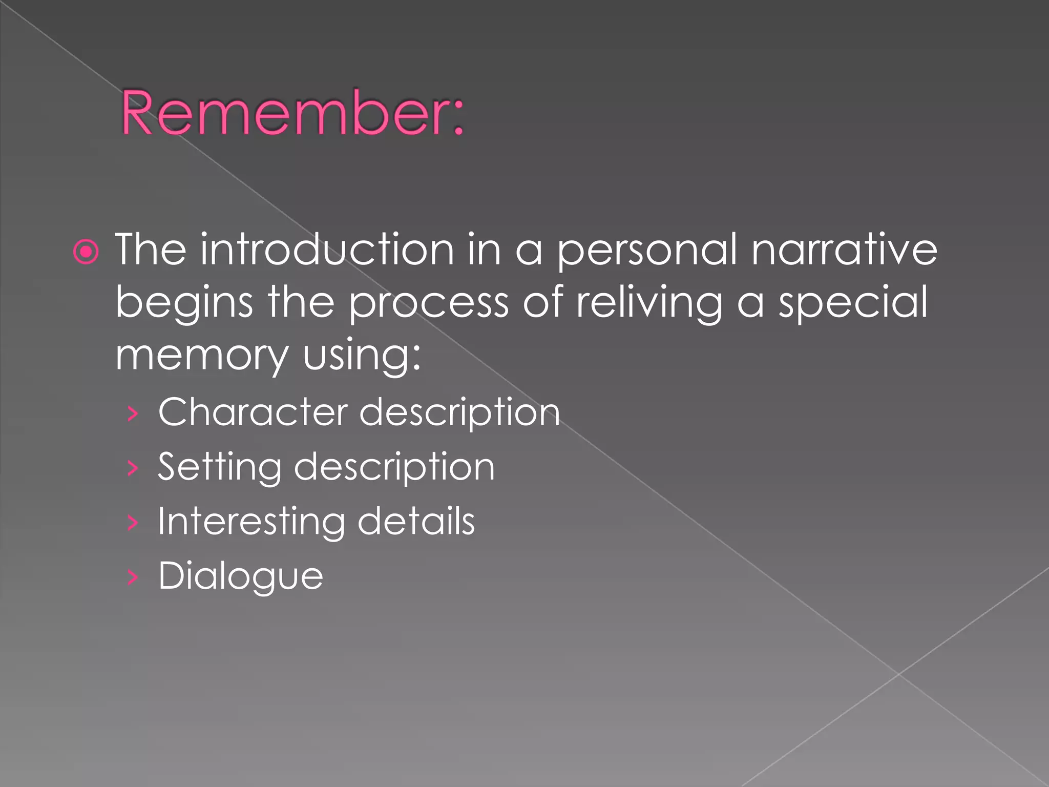 Personal narrative writing the introduction | PPT