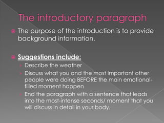 Personal narrative writing the introduction | PPT