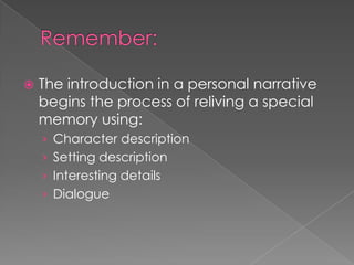 Personal narrative writing the introduction | PPT
