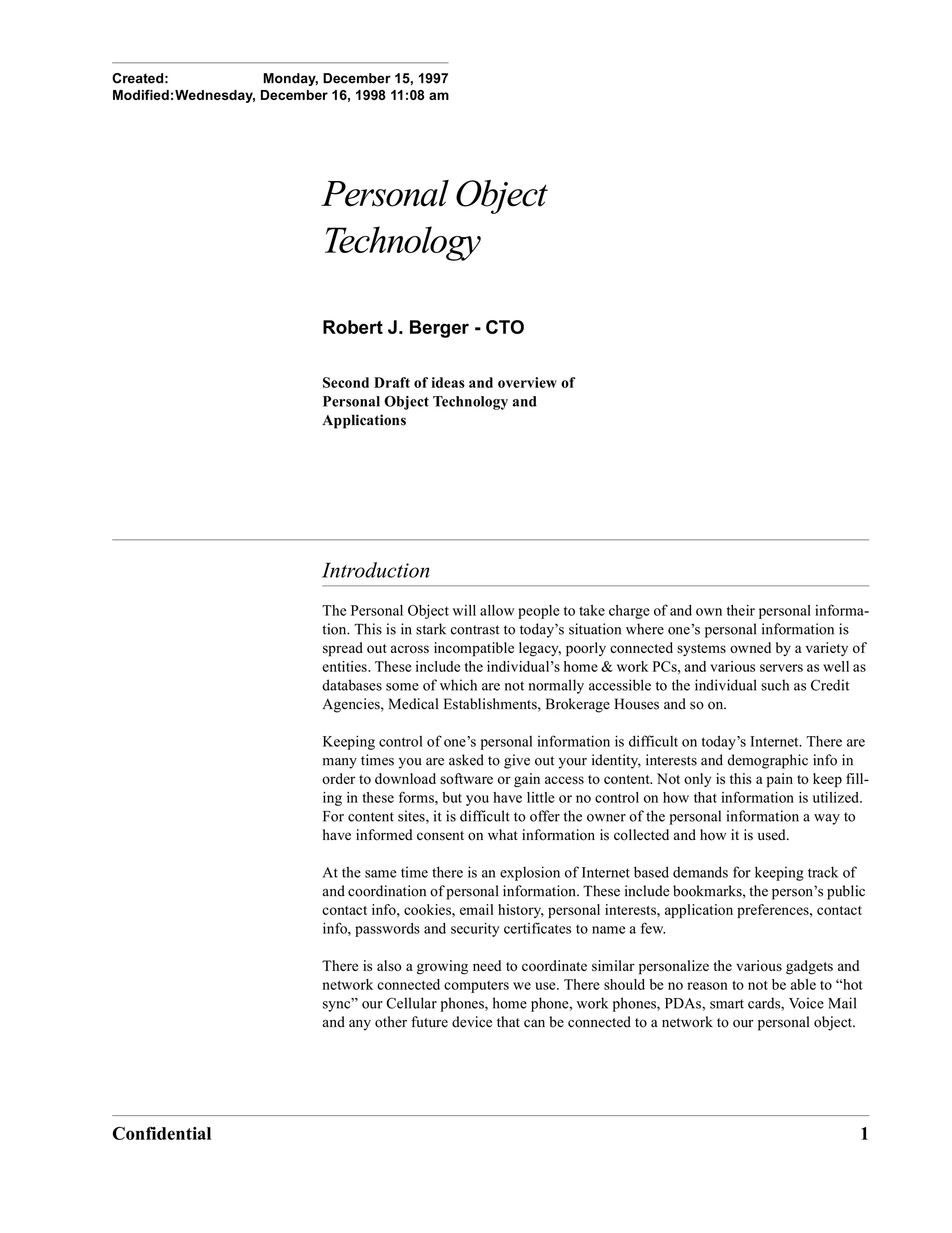 Personal Object Technology | PDF