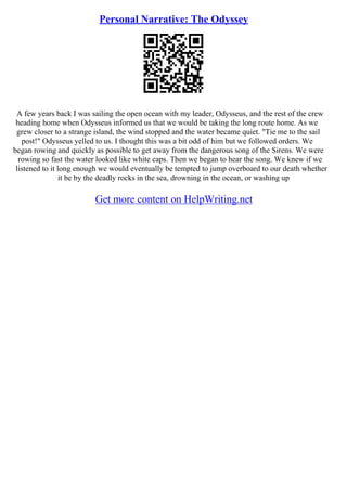 Personal Odyssey Essay | PDF