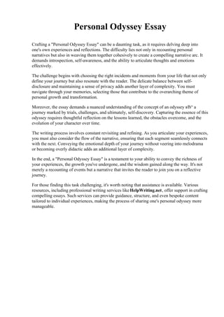 Personal Odyssey Essay | PDF