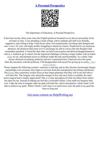 Personal Perspective Essay | PDF