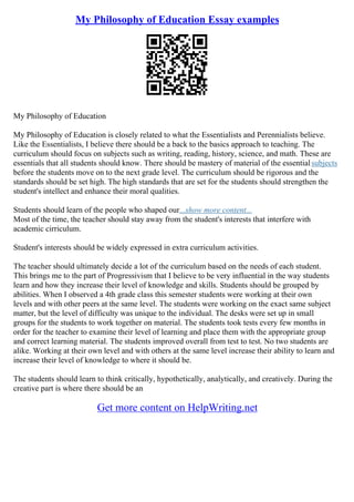 Personal Philosophy Of Education Essays | PDF | Education