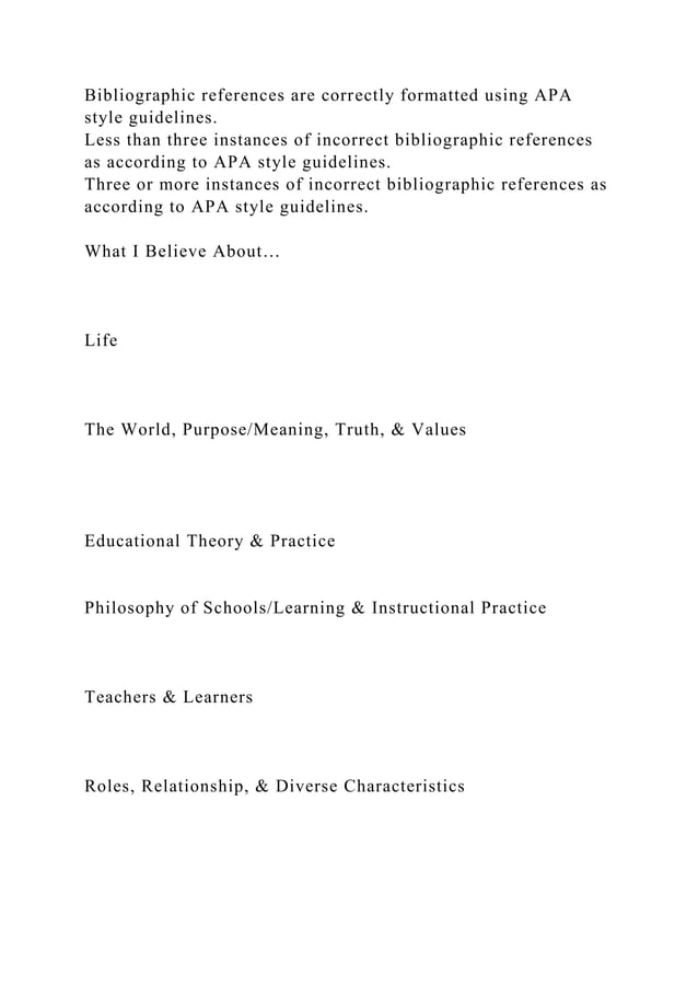 Personal Philosophy of Education GuidelinesThis is the benchma.docx