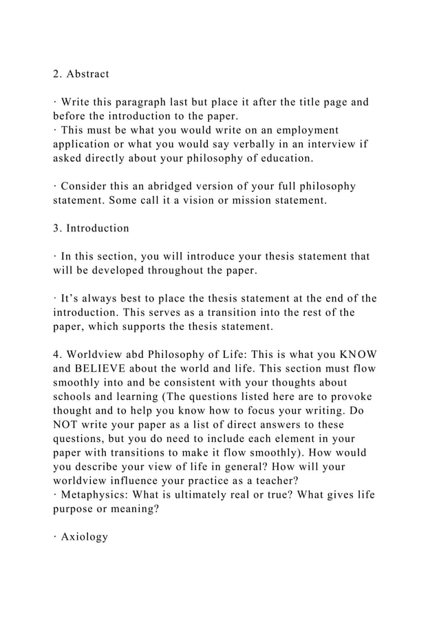 Personal Philosophy of Education GuidelinesThis is the benchma.docx