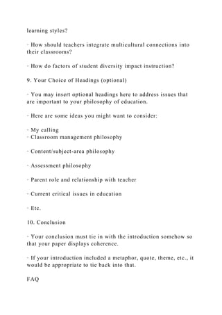 Personal Philosophy of Education GuidelinesThis is the benchma.docx