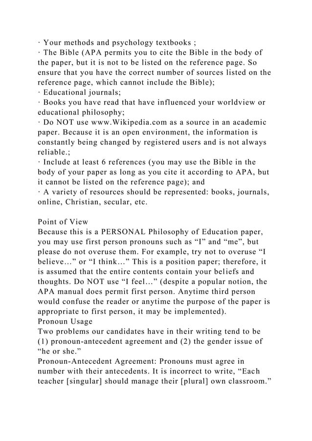 Personal Philosophy of Education GuidelinesThis is the benchma.docx