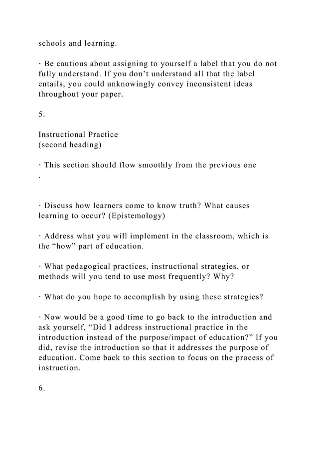 Personal Philosophy of Education Paper Instructions & Rubrics.docx