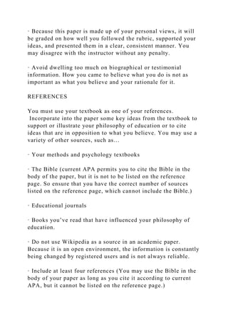 Personal Philosophy of Education Paper Instructions & Rubrics.docx