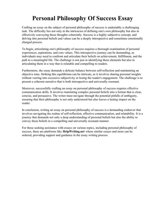 Personal Philosophy Of Success Essay. Writing a Philosophy Statement ...