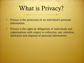 Personal privacy and computer technologies | PPT