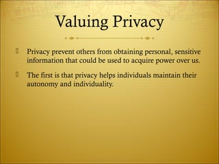Personal privacy and computer technologies | PPT