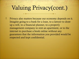 Personal privacy and computer technologies | PPT